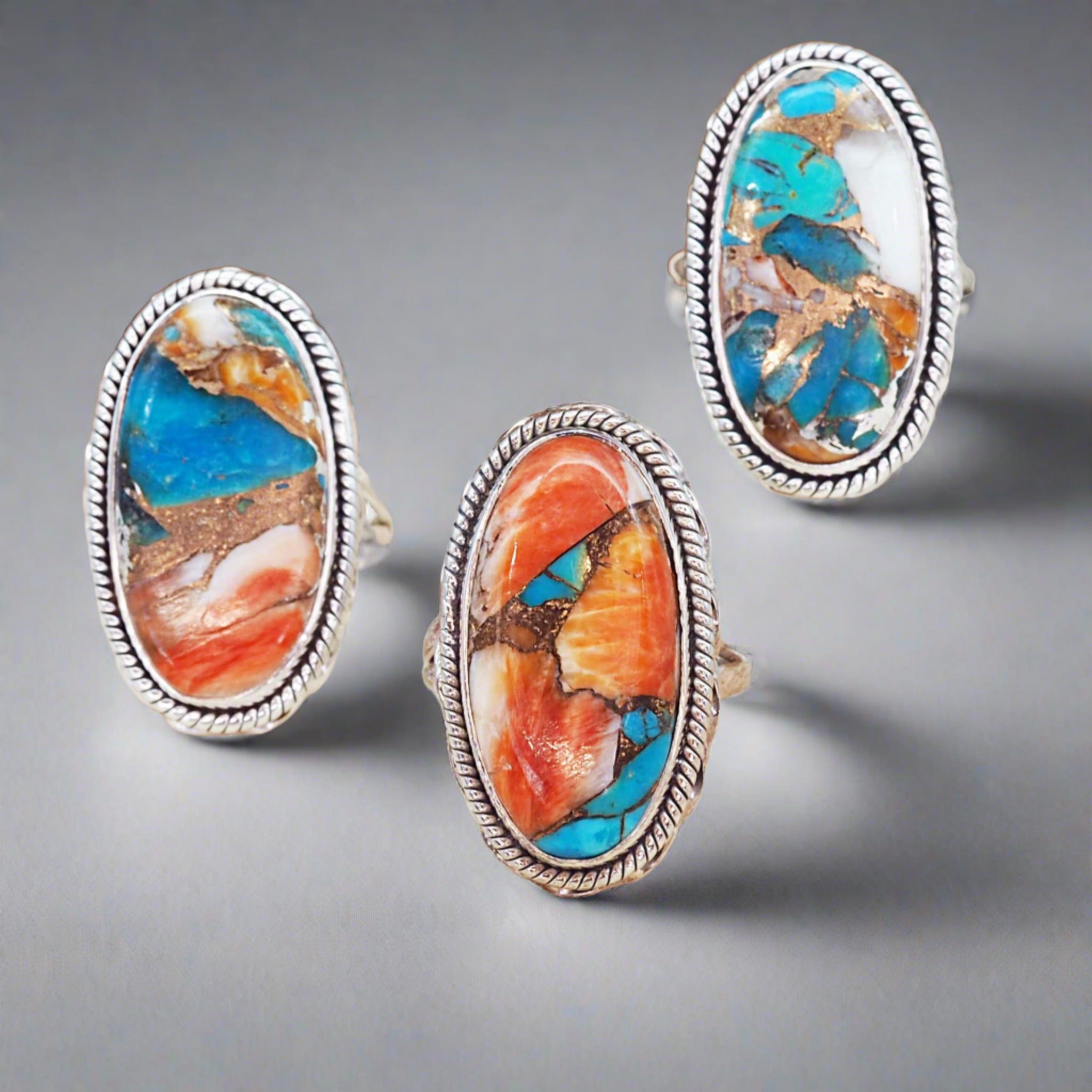 Spiny Oyster Turquoise Ring - Shop Boho Jewellery